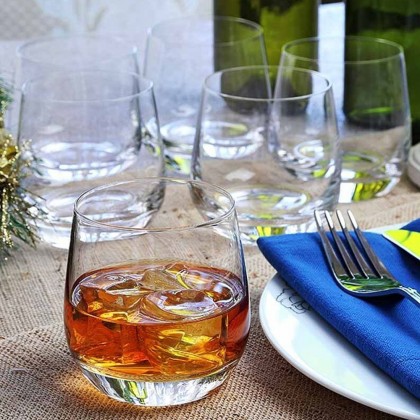 (Set Of 6) Lucaris Hong Kong Hip High Quality Double Rock Lead Free Crystal Clear Whisky Glass ...